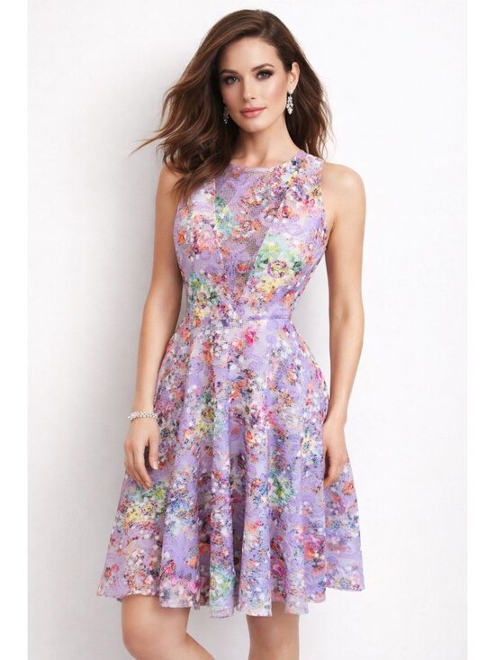 Badgley Mischka | Dresses | Belle Badgley Mischka Purple Floral Semi ...